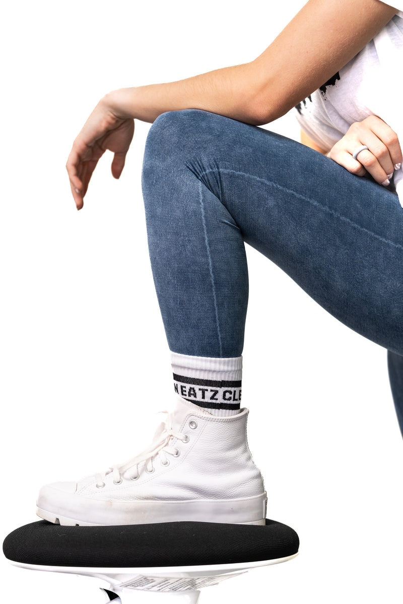 Blue Jean Colored Sock Leggings – Clean Eatz Merch